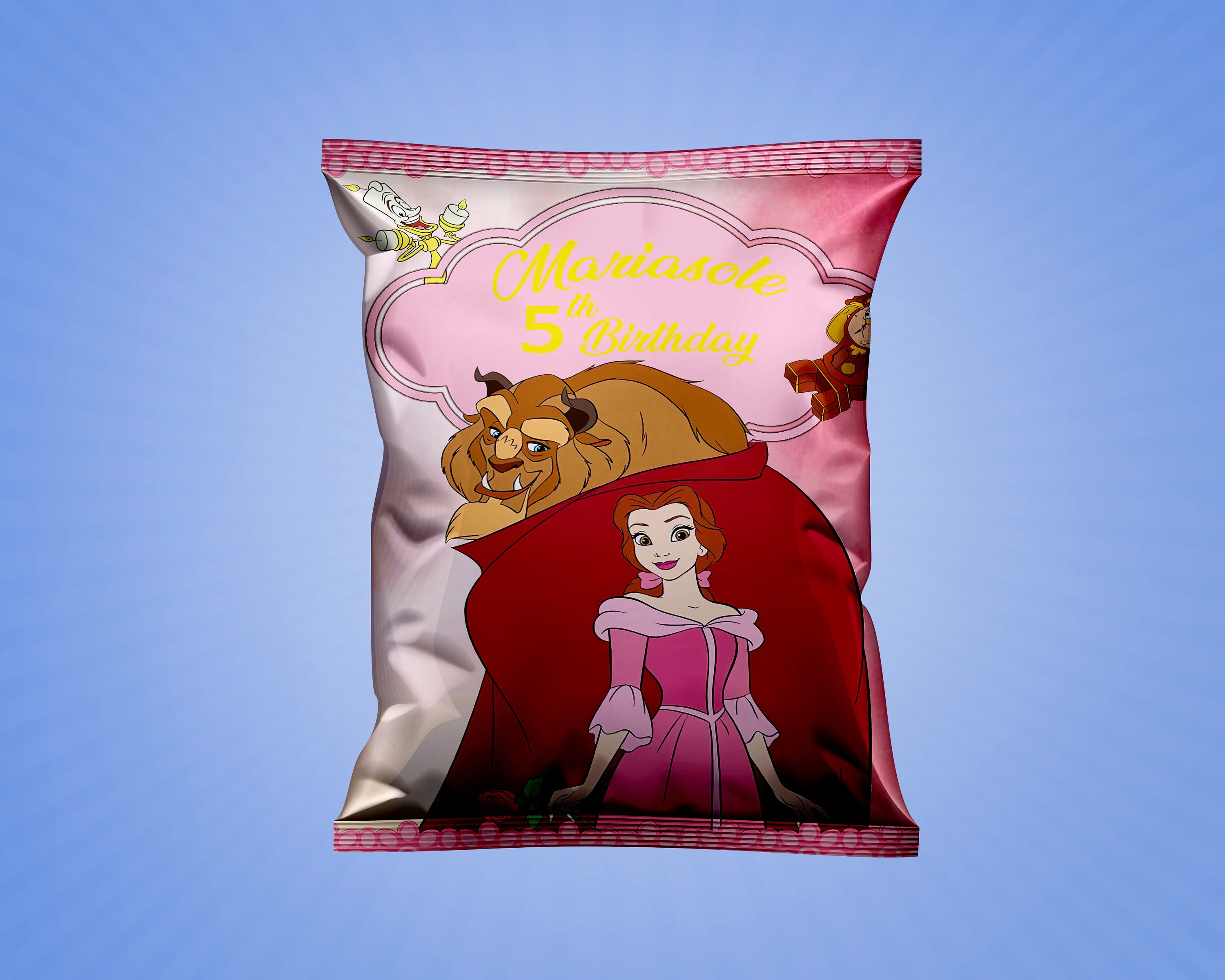 Beauty and the Beast Chips Bag Belle Theme Party Birthday Girl Chips ...