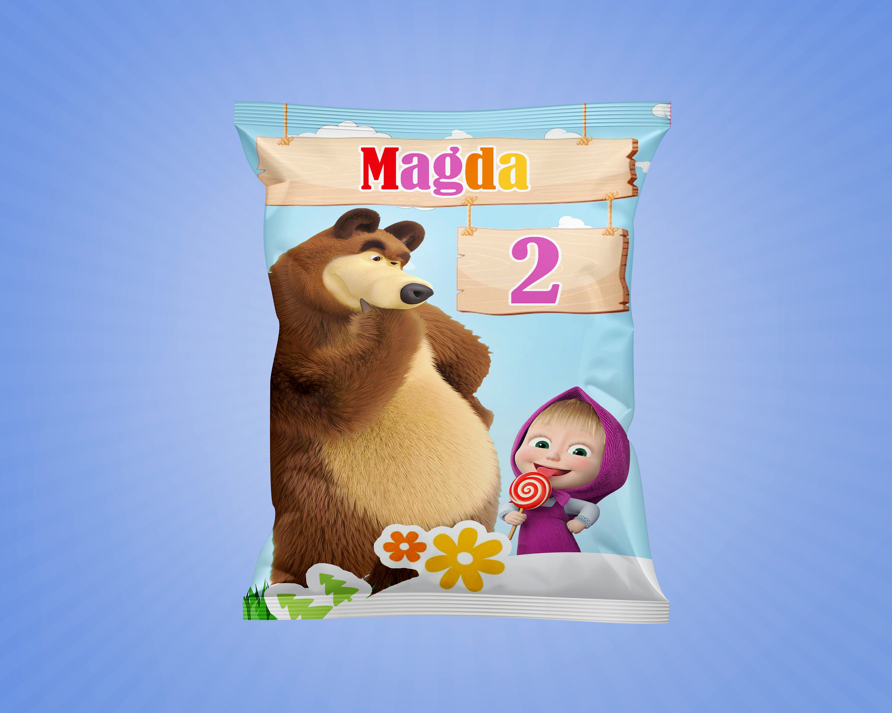 Masha and the Bear Chips Bag Masha Theme Party Birthday Girl Chips Bags ...