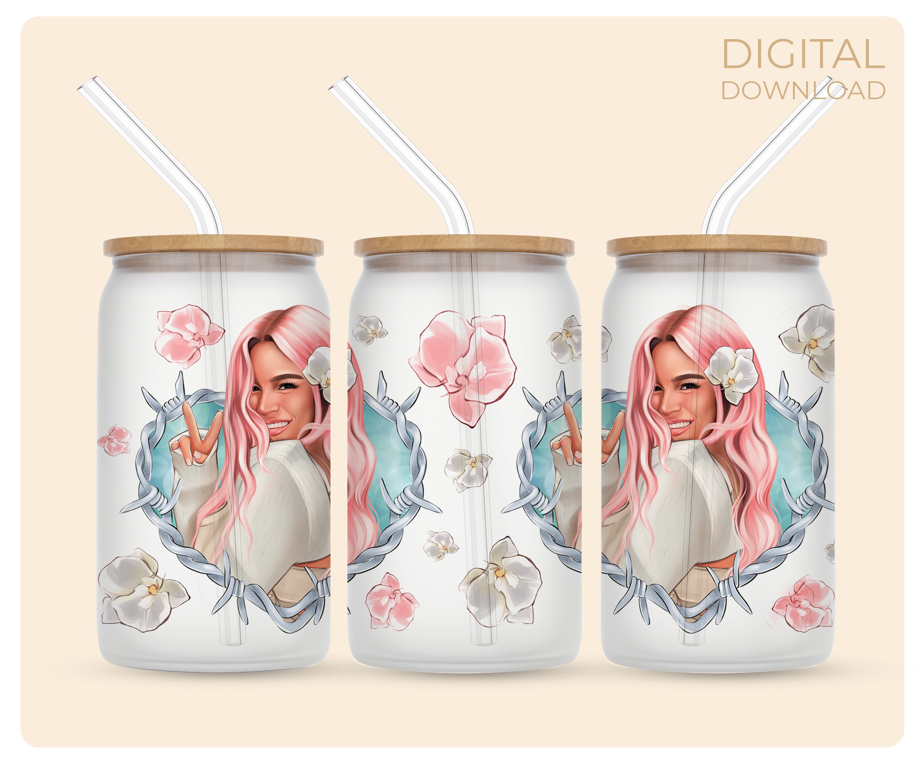 Karol G Pink Hair Libbey Glass Wrap Png Manana Sera Bonito 16 - Etsy