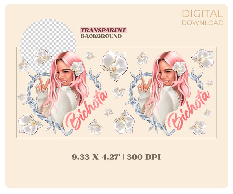 Karol G Pink Hair Libbey Glass Wrap Png Manana Sera Bonito 16 - Etsy