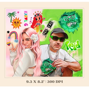 Karol G Feid Skinny Tumbler 20 Oz Wrap Png Design Descarga digital para ...