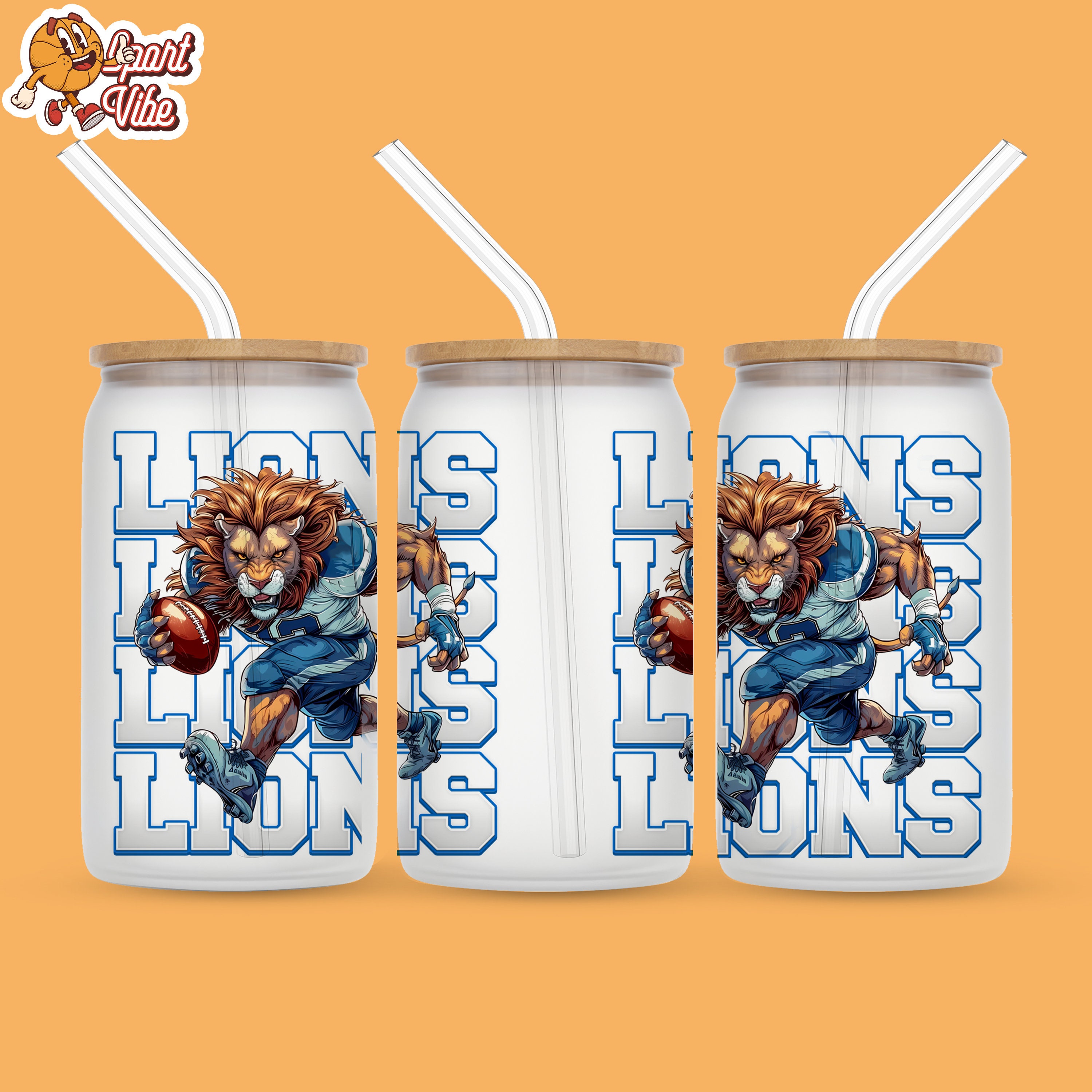 Detroit 16 Oz Can Glass Wrap PNG With American Football Team Mascot ...