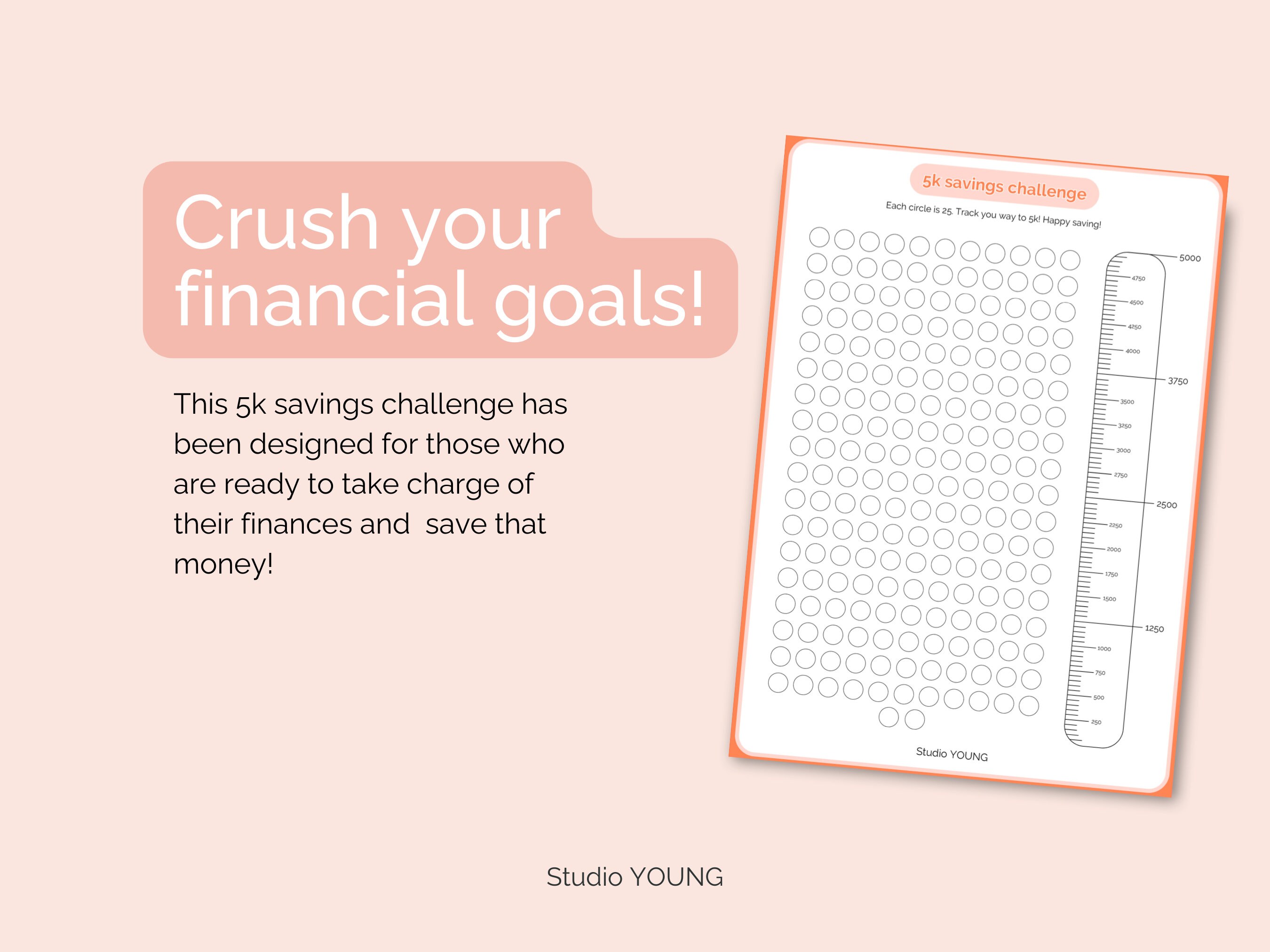 5k Savings Challenge Tracker Printable Digital Download Pdf - Etsy