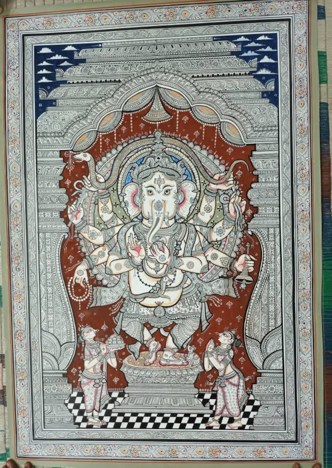 Handmade Painting/ Ganesha Painting/ Pattachitra Painting/ Art on a ...