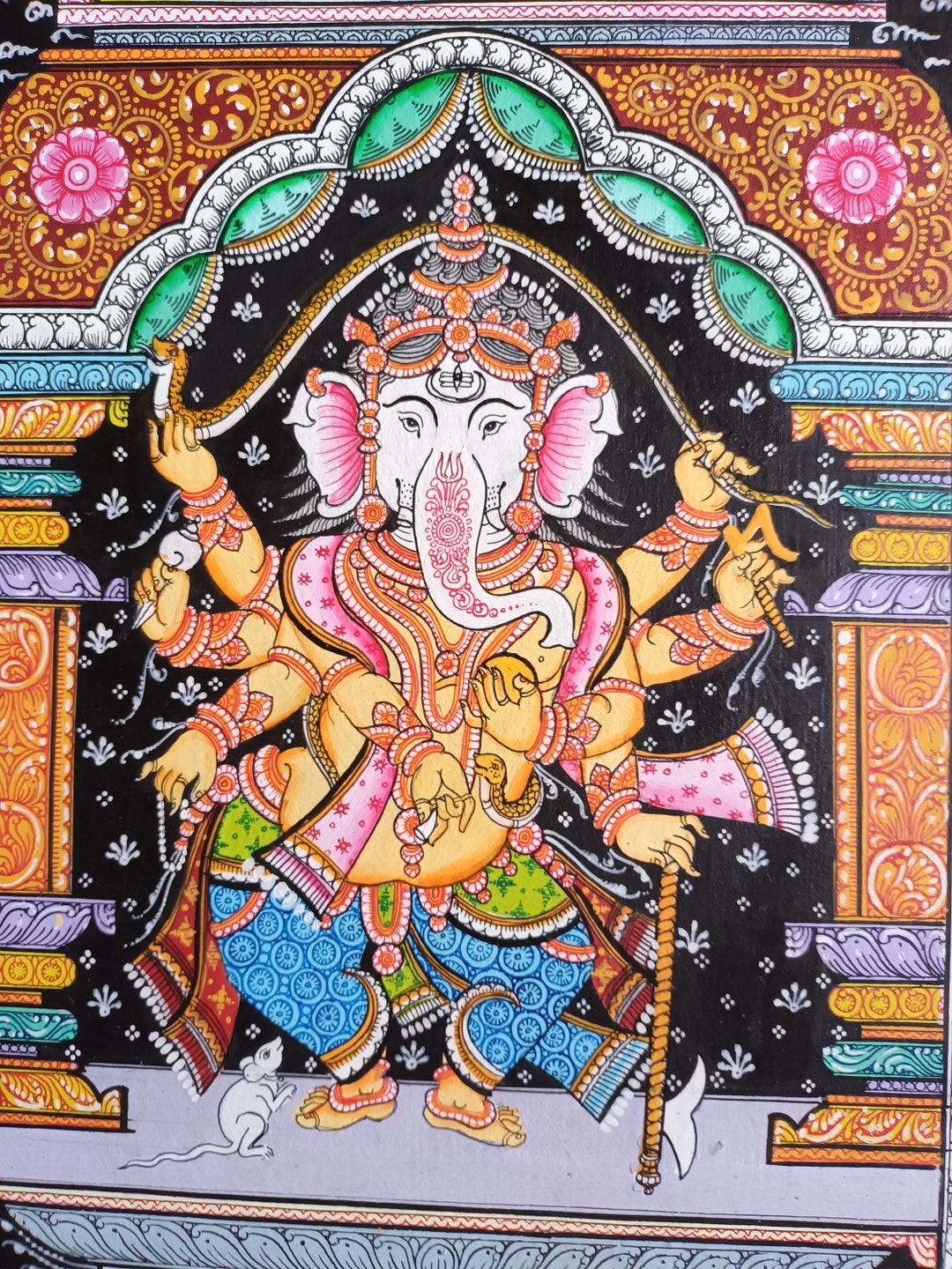 Ganesh Dancing Pattachitra Painting/handpainting Ganesh/lord Painting ...