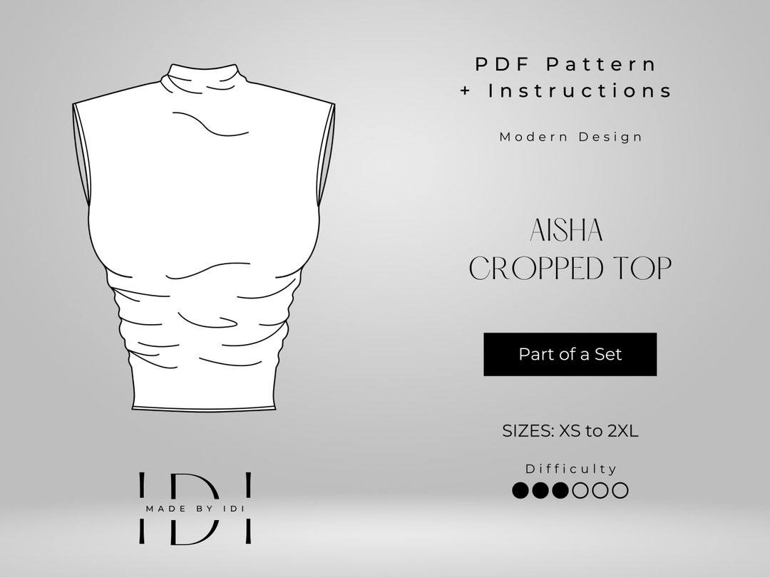 PDF Sewing Pattern Cropped Top Elegant Turtle Neck Top Ruffled Top ...