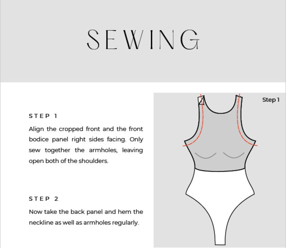 PDF Sewing Pattern Bodysuit Top Women Onepiece Sewing Pattern - Etsy