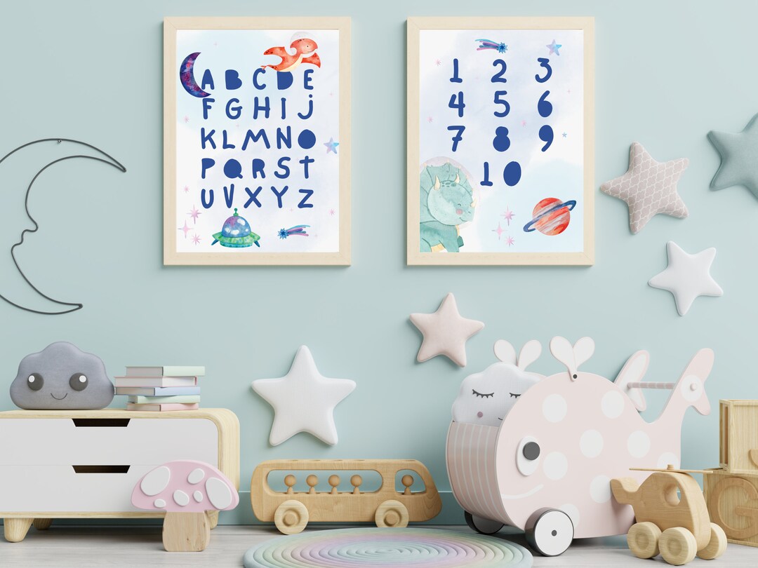 Dinosaur Educational Wall Art, Dinosaur Letters , Dinosaur Numbers ...