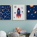 Tryptic Space Themed Boy Playroom Alphabet Posters, ABC Nursery ...