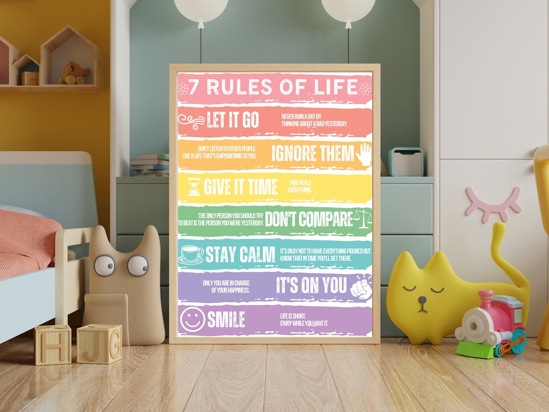 Life Rules Wall Art, 7 Rules of Life Wall Art, Inspirational Wall Art ...