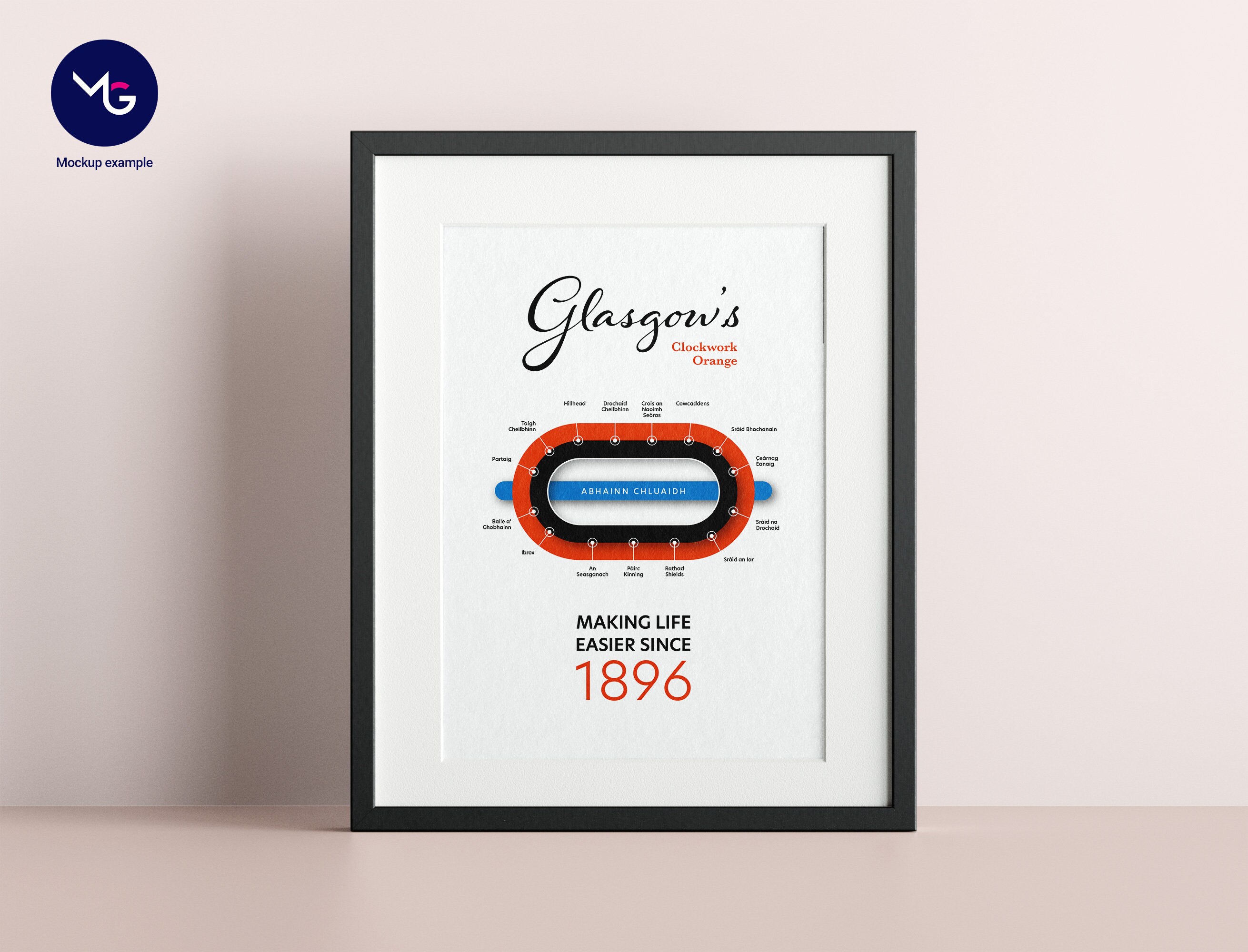 Glasgow's Clockwork Orange Tube Map - Gaelic - Digital Download / Print ...