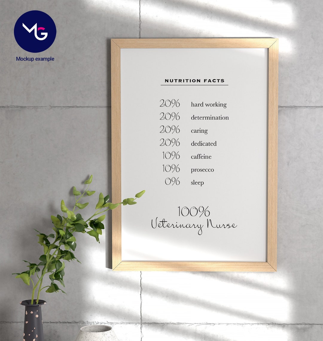 100% Veterinary Nurse - Digital Download / Print at Home - Etsy