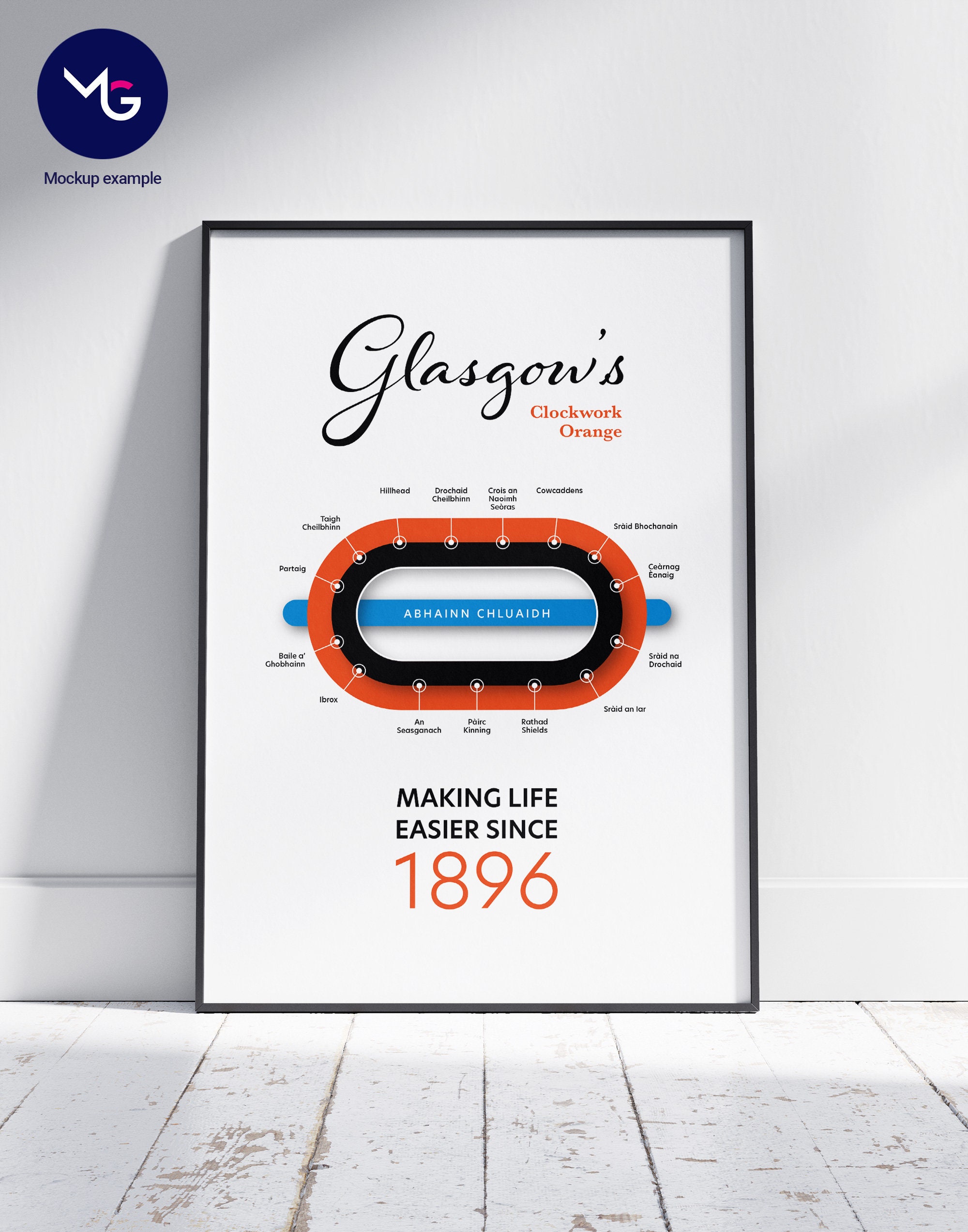 Glasgow's Clockwork Orange Tube Map - Gaelic - Digital Download / Print at Home - Etsy