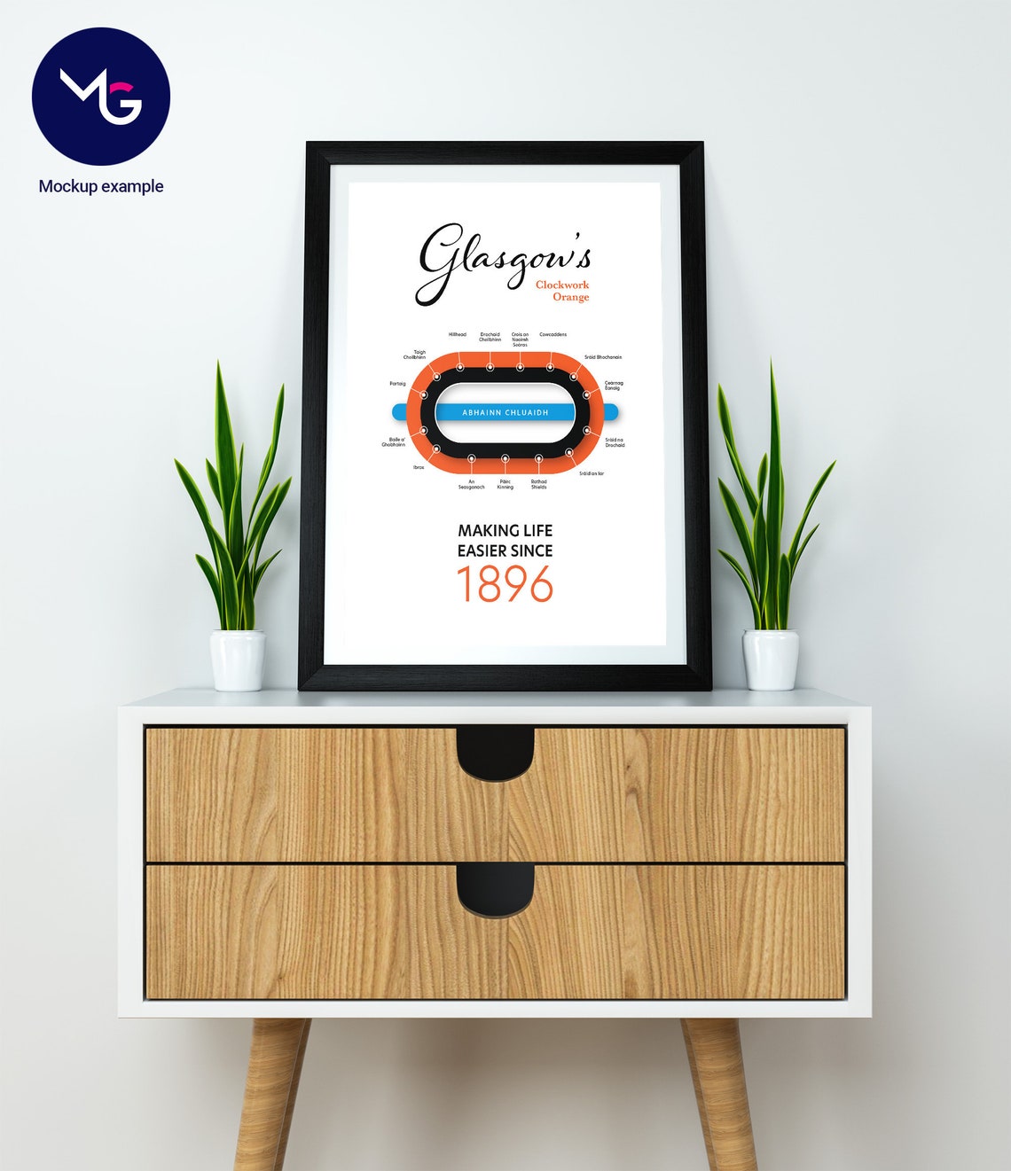 Glasgow's Clockwork Orange Tube Map - Gaelic - Digital Download / Print ...