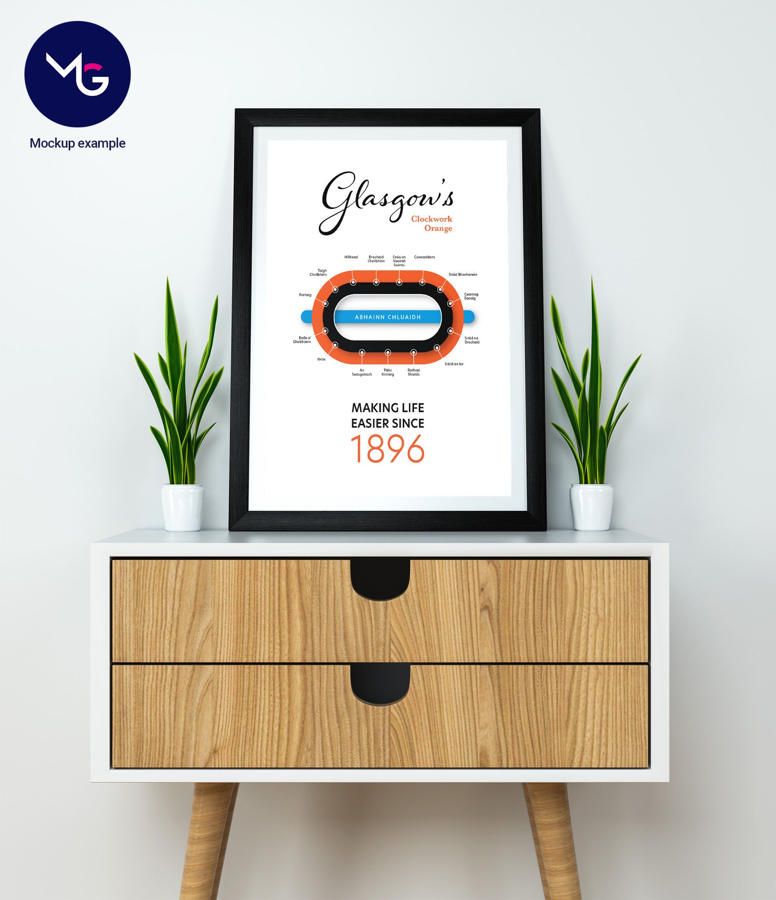 Glasgow's Clockwork Orange Tube Map - Gaelic - Digital Download / Print ...