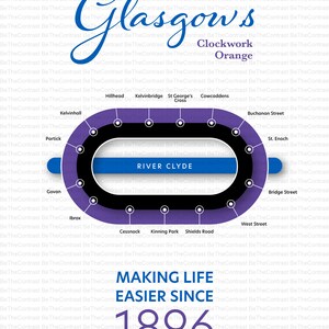 Glasgow's Clockwork Orange Tube Map Digital Download / - Etsy