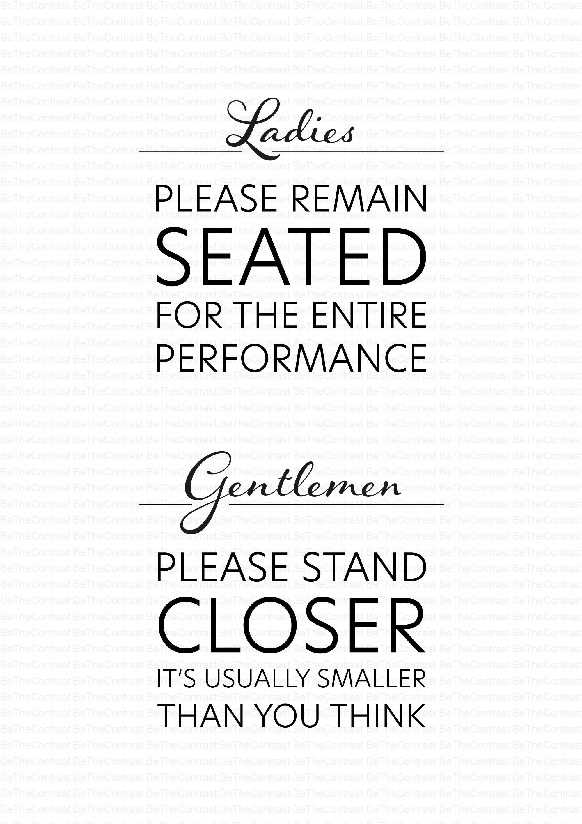Ladies Please Remain Seated Bathroom Print - Digital Download / Print ...