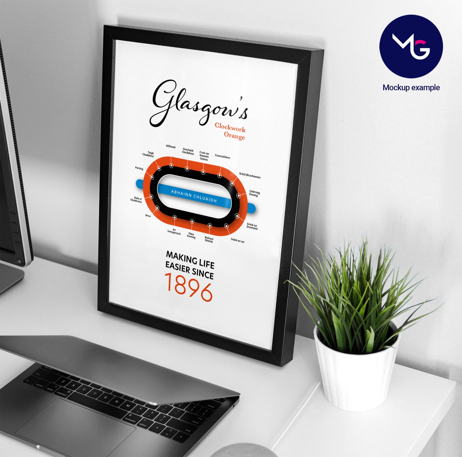 Glasgow's Clockwork Orange Tube Map - Gaelic - Digital Download / Print ...