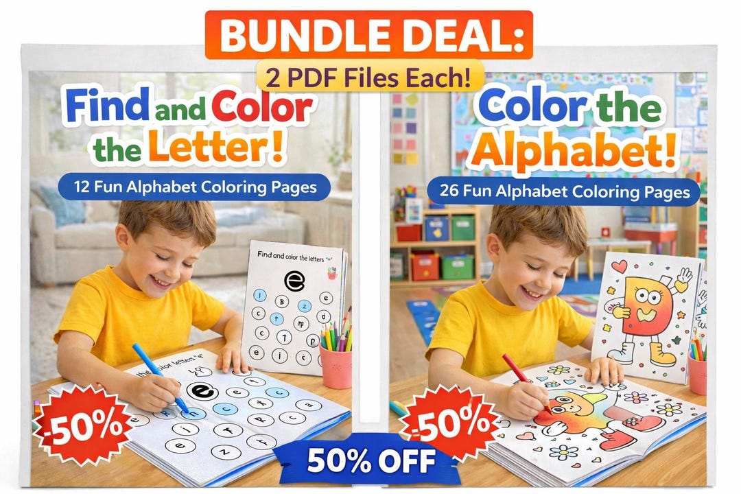 Alphabet Coloring Book Bundle | Find and Color Letters (PDF Printable ...