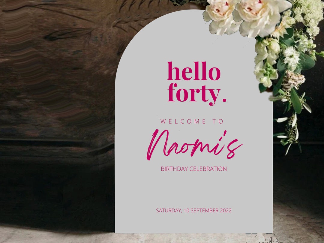 Welcome Sign, 40th Birthday Entrance Sign, Printed Birthday Sign, 40th ...