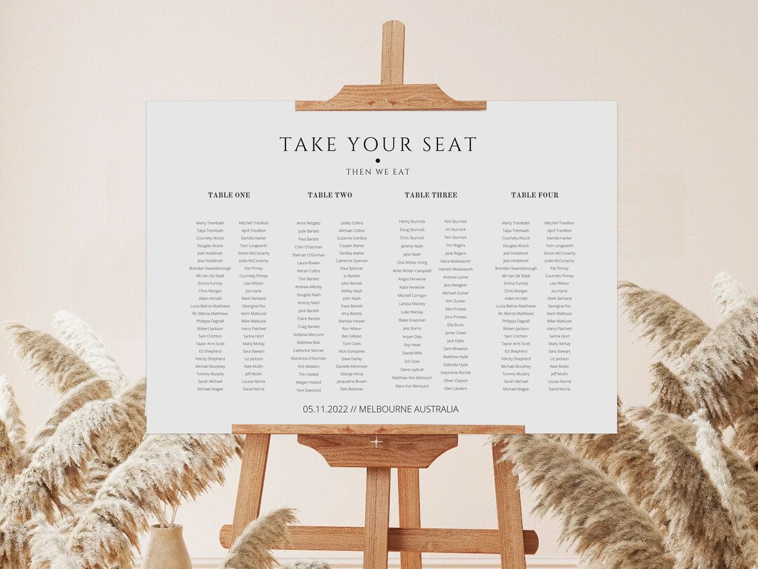 Seating Chart Welcome Sign Entrance Sign Printed Wedding - Etsy