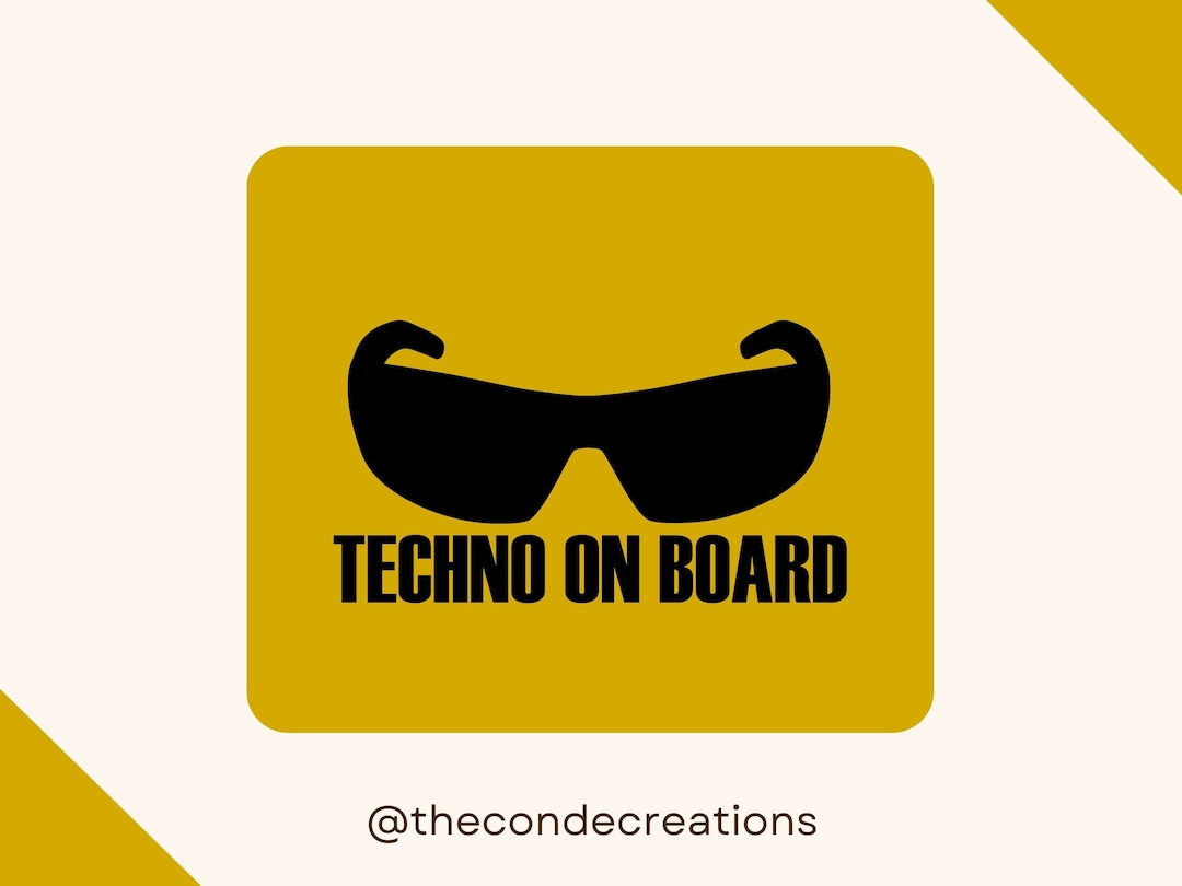 Techno on Board Sticker. Car Vinyl Decal. Durable, Scratchproof, Water ...