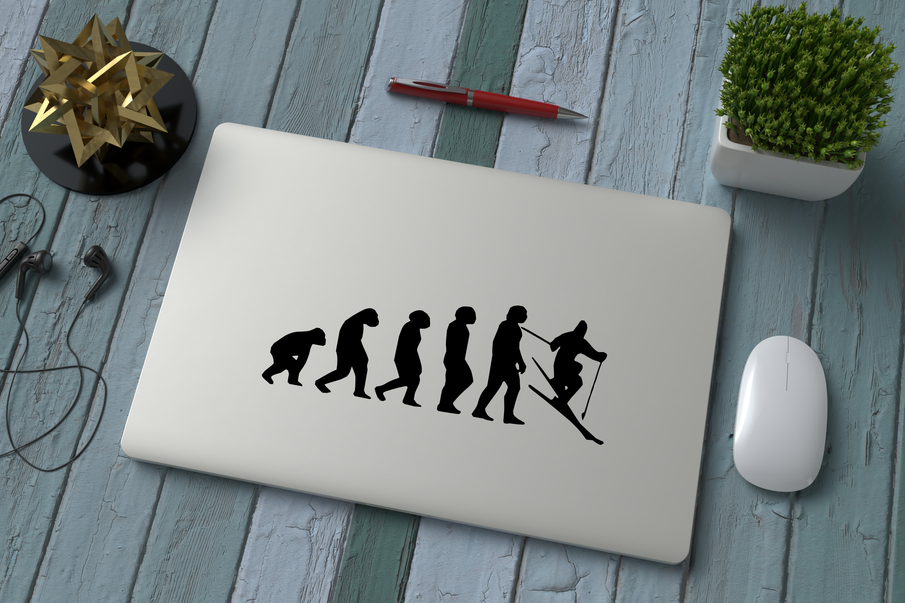 Skiing Evolution Sticker. Car Vinyl Decal. Durable, Scratchproof, Water ...