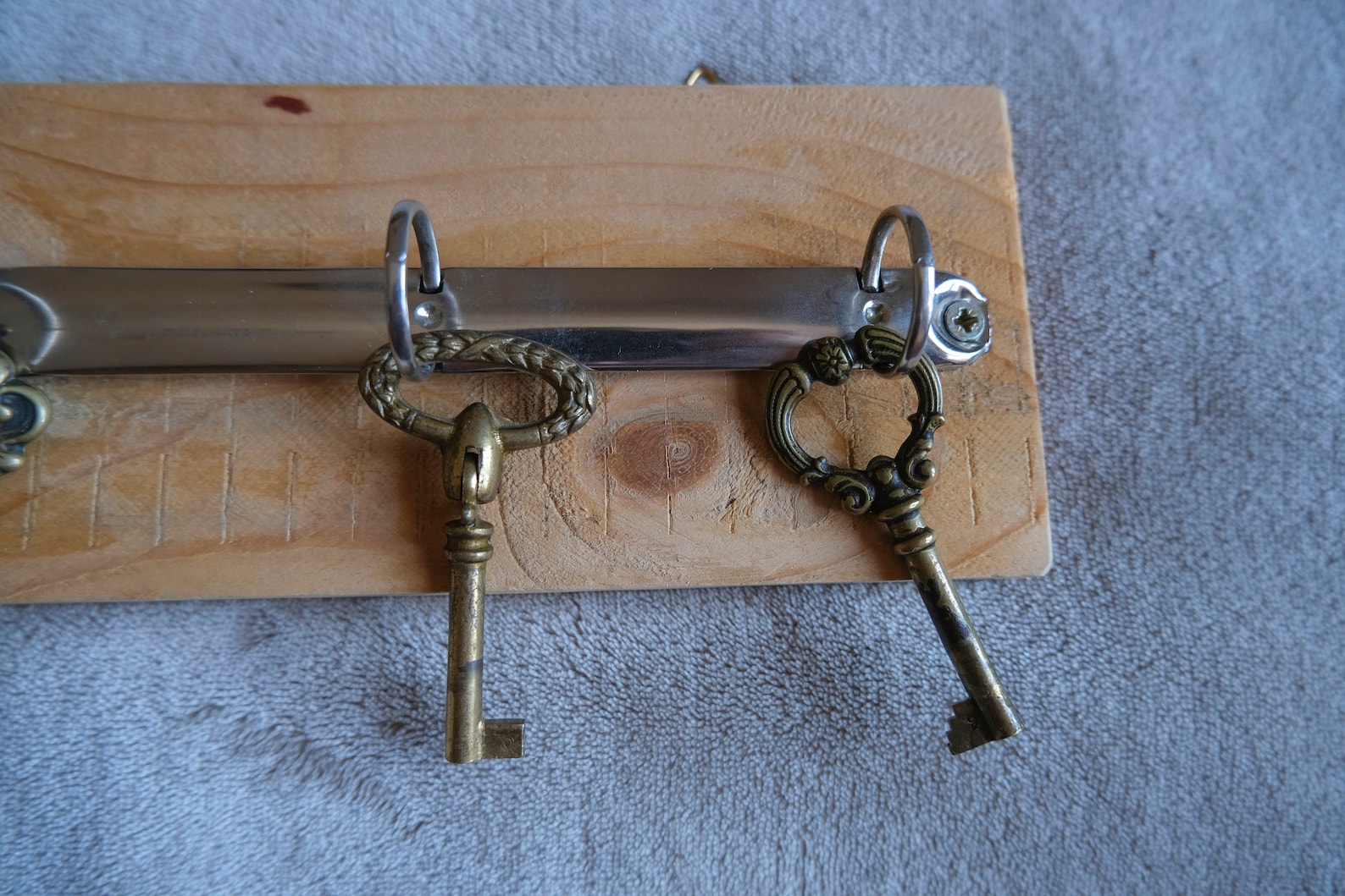 Vintage Handmade Wooden Key Hanger With Brass Vintage Keys Made in ...
