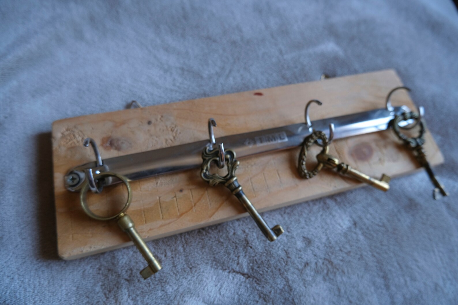 Vintage Handmade Wooden Key Hanger With Brass Vintage Keys Made in ...