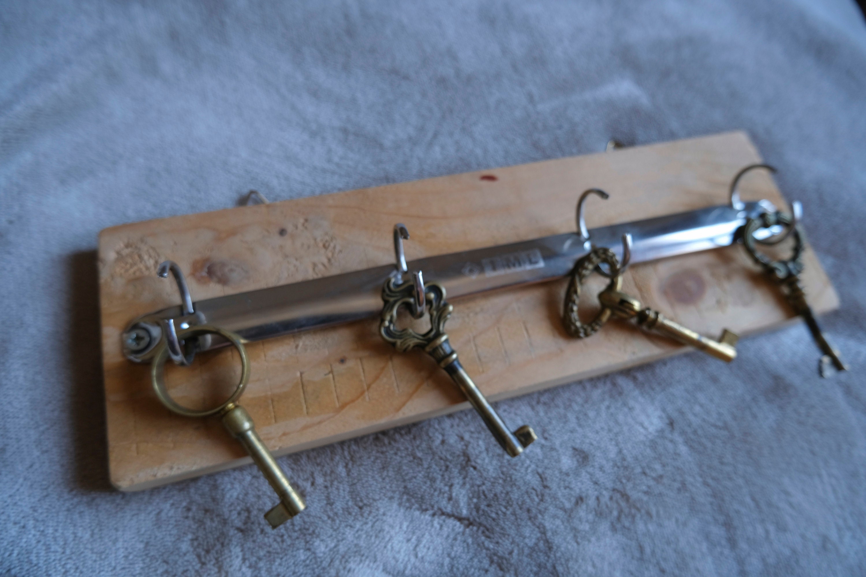 Vintage Handmade Wooden Key Hanger With Brass Vintage Keys Made in ...