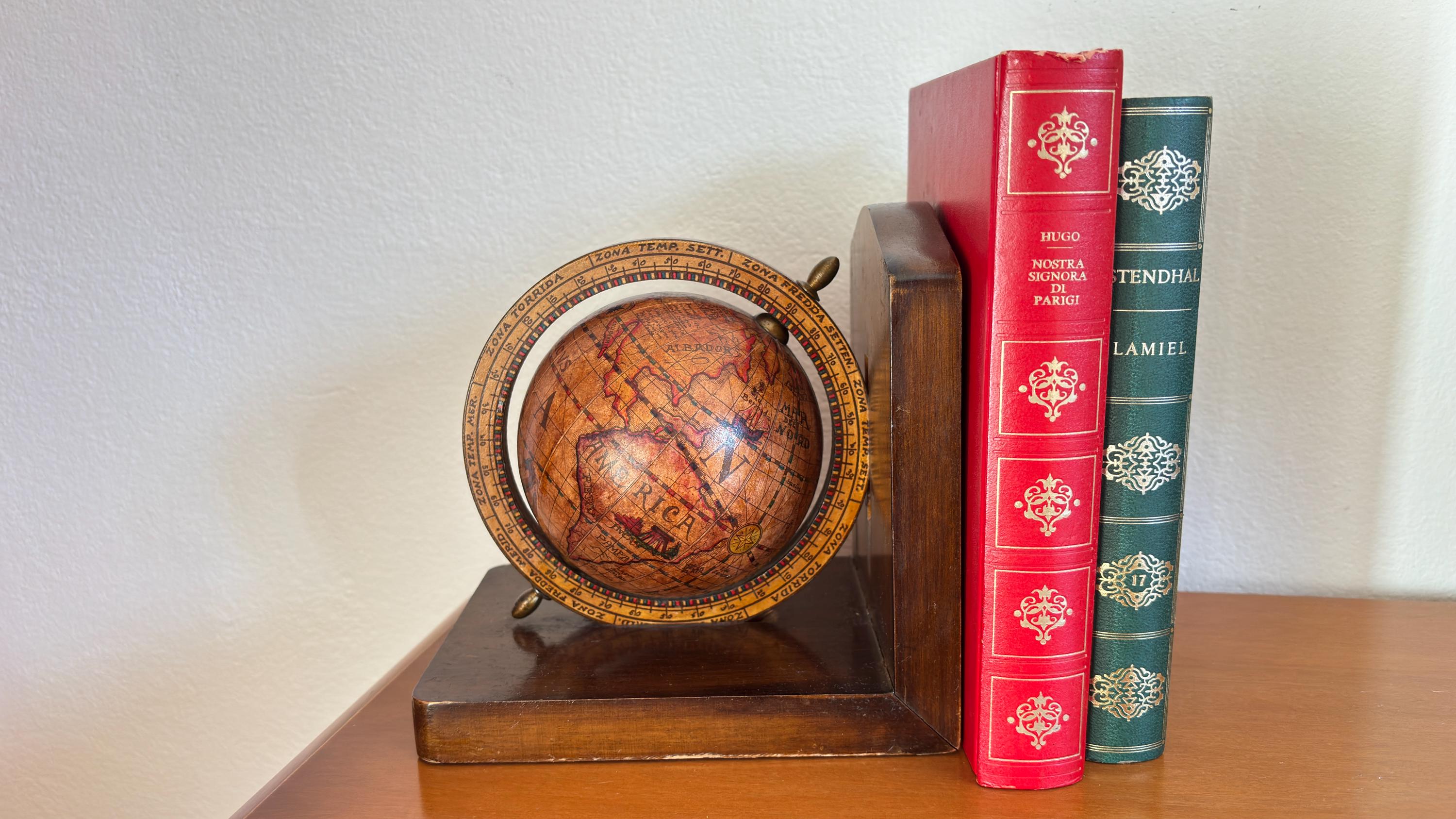 Vintage World Globe Bookend Wooden Spinning Globe Office Decor Shelf ...