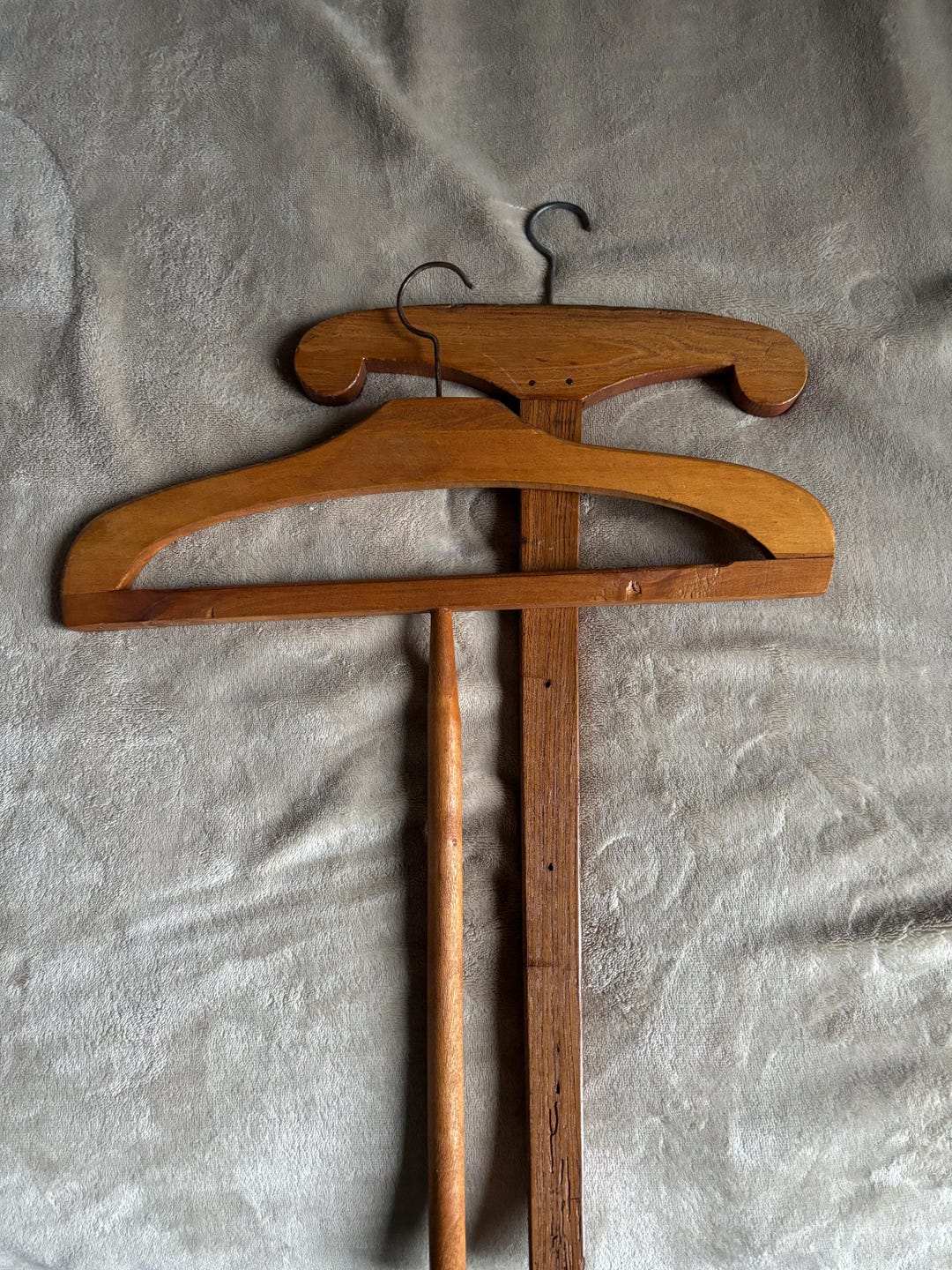 Vintage 2 Wooden Hangers Set 50s Antique Hangers With Long Stick ...