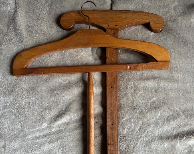 Vintage 2 Wooden Hangers Set 50s Antique Hangers With Long Stick ...