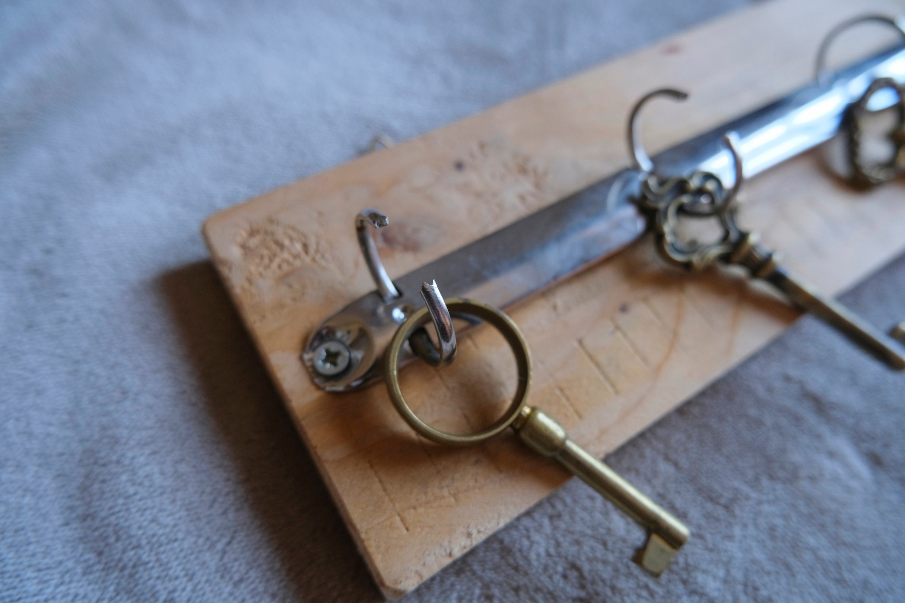 Vintage Handmade Wooden Key Hanger With Brass Vintage Keys Made in ...