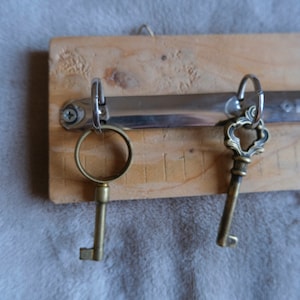 Vintage Handmade Wooden Key Hanger With Brass Vintage Keys Made in ...