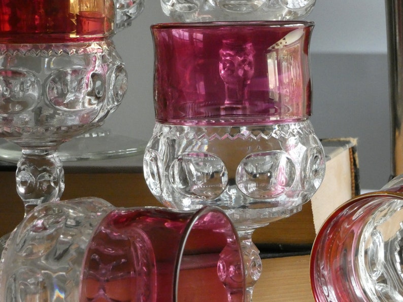 Ruby Flash Glassware King's Crown Thumbprint Drinking - Etsy