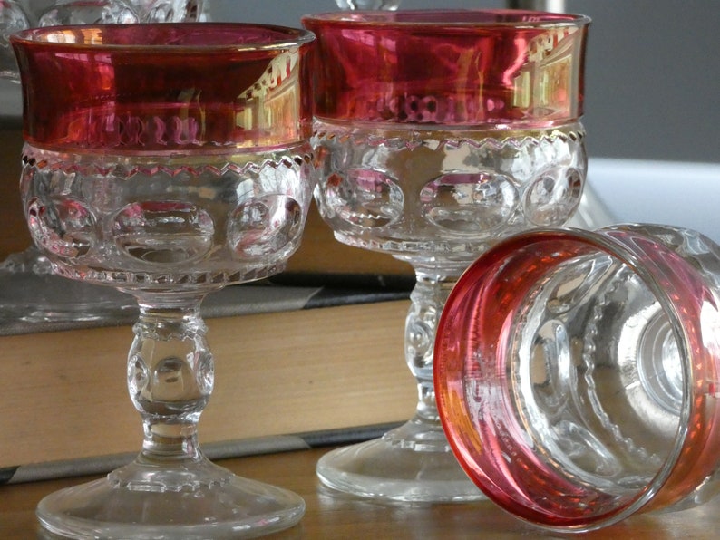 Ruby Flash Glassware King's Crown Thumbprint Cordial Juice Glass - Sold ...