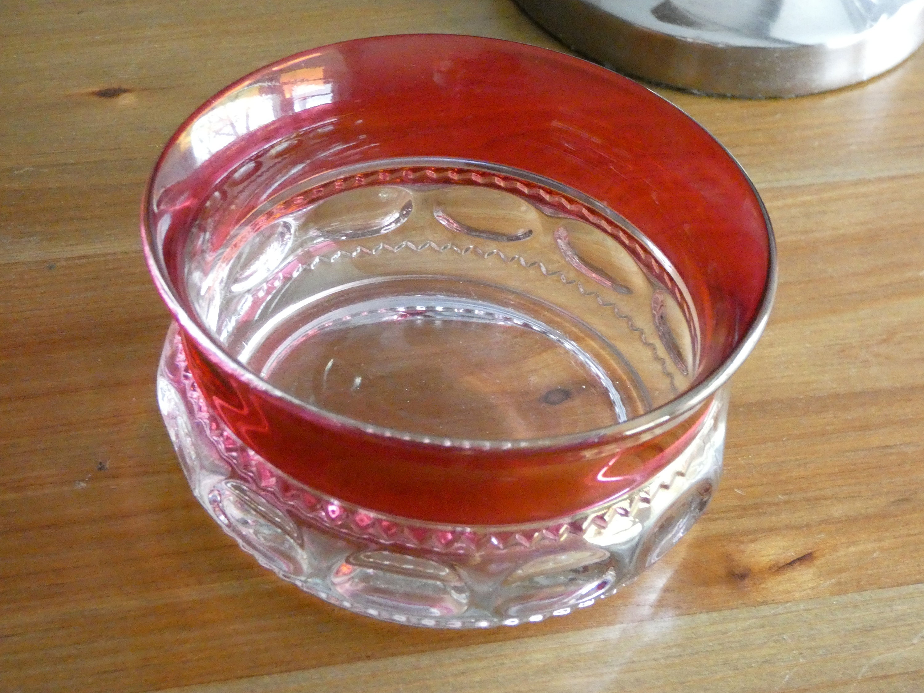 Ruby Flash Glassware King's Crown Thumbprint Bowl - Etsy
