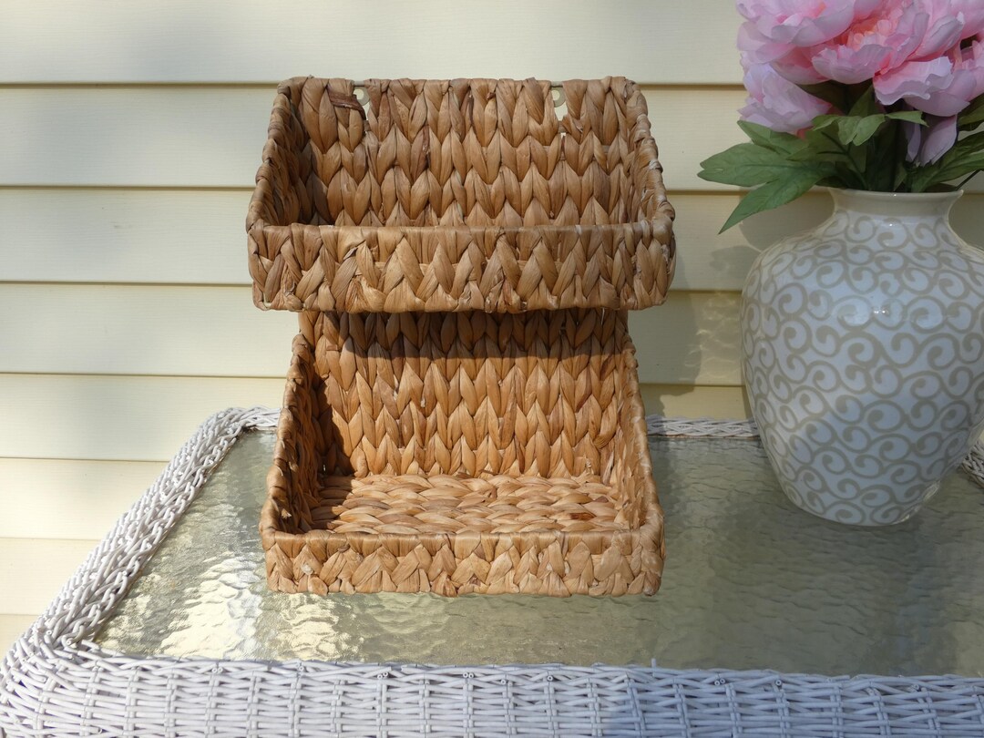 Woven Wicker Hanging 2 Tier Shelf - Etsy