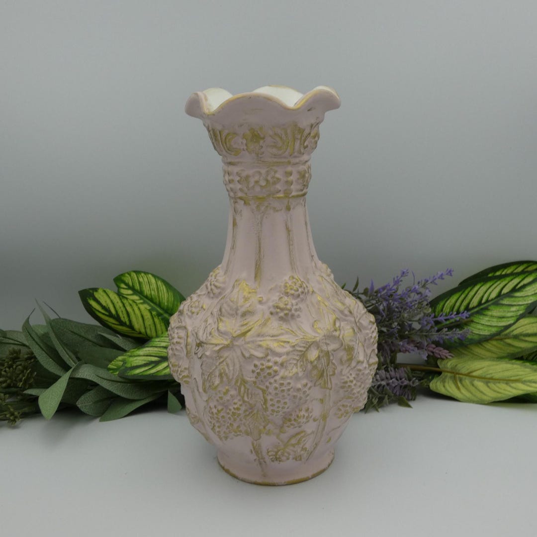 Imperial Glass Loganberry Milk Glass Vase Hand Painted Pink With Gold ...