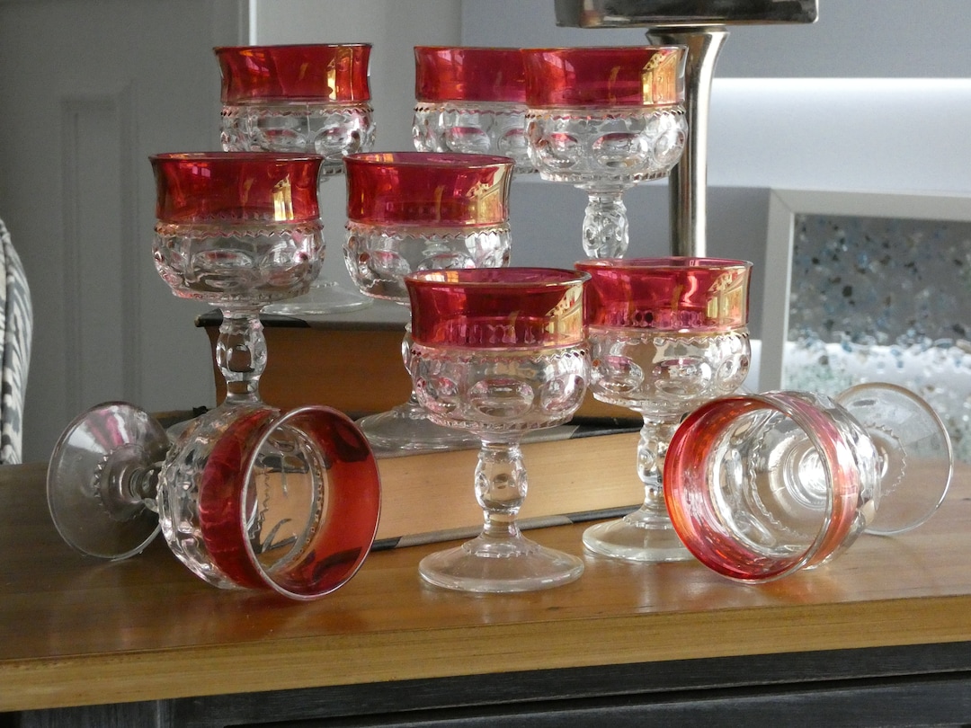 Ruby Flash Glassware King's Crown Thumbprint Cordial Juice Glass - Sold ...