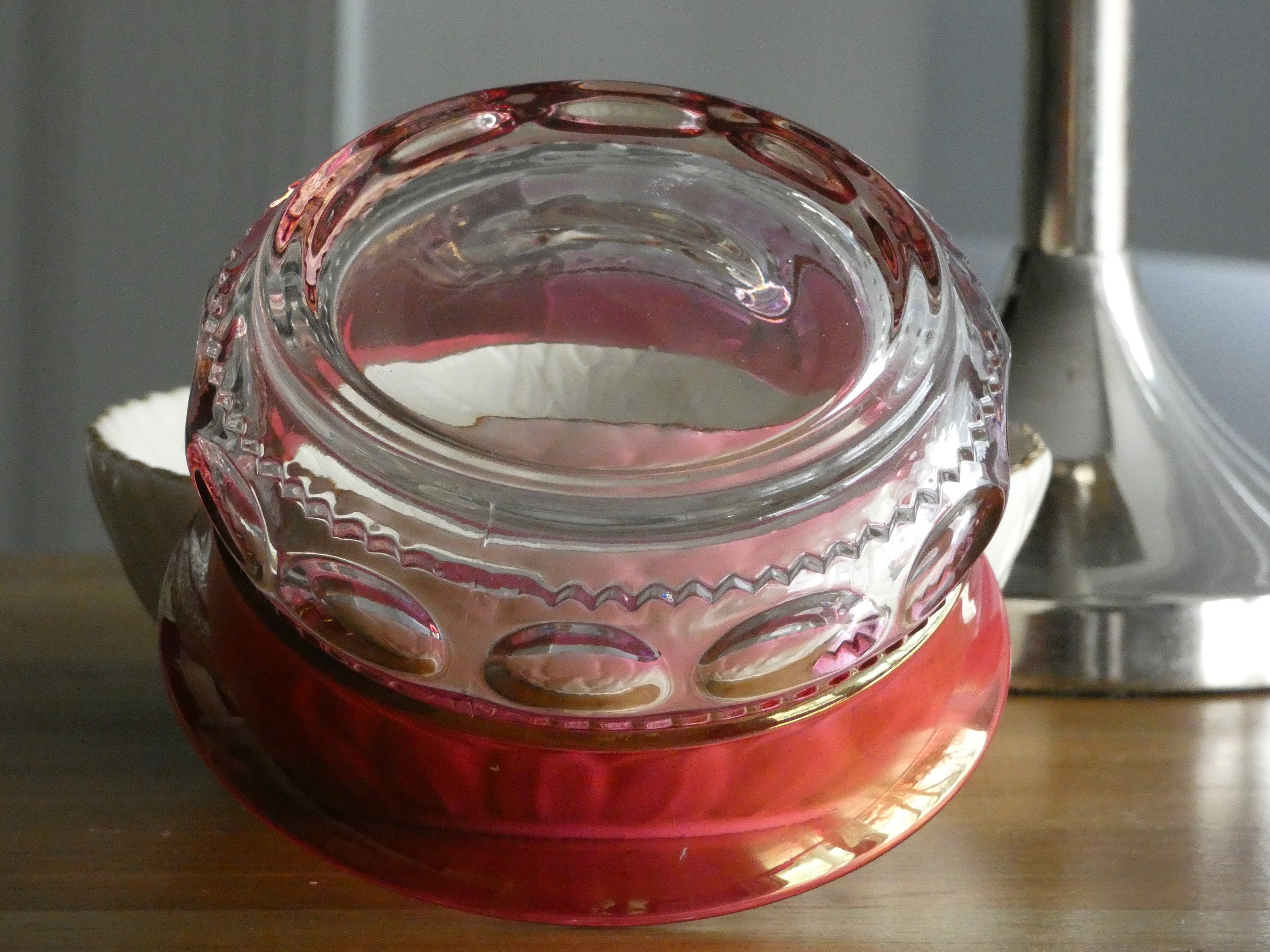Ruby Flash Glassware King's Crown Thumbprint Bowl - Etsy