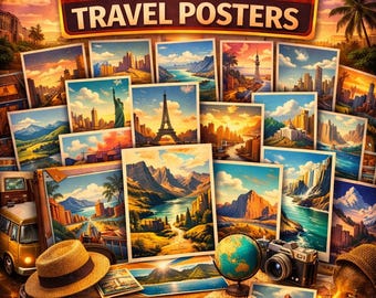 1200+ Travel Posters Bundle, Vintage & Modern Travel Art Prints ...