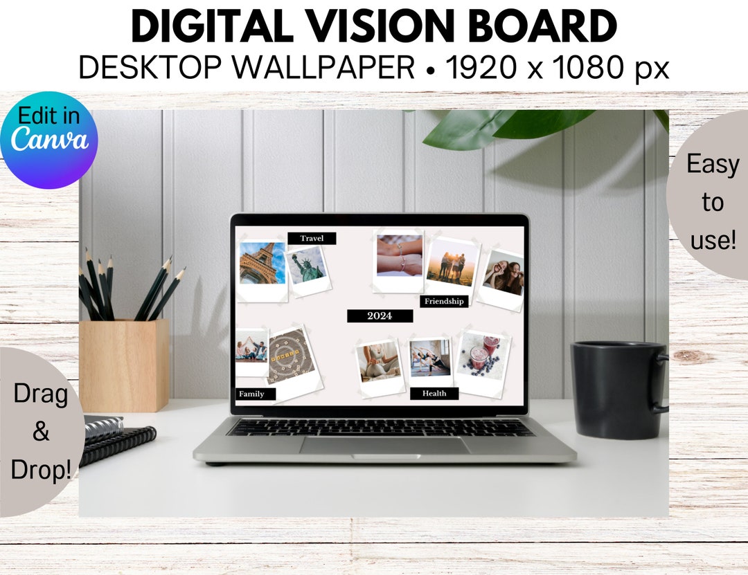 Digital Vision Board Template Canva | 2024 Vision Board - Etsy