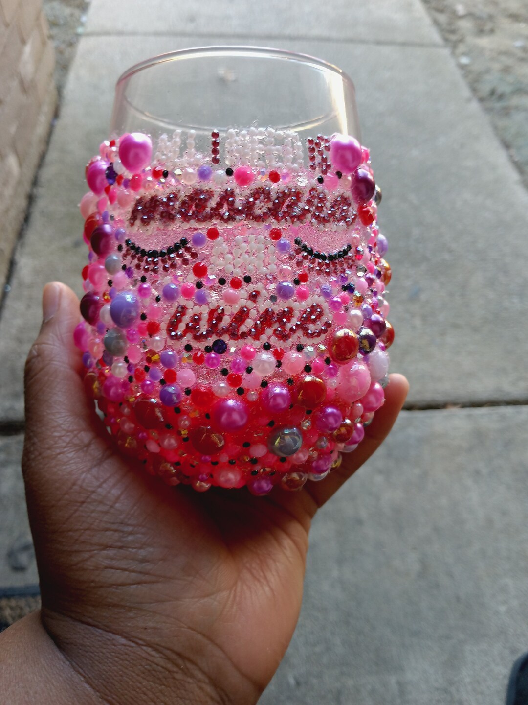 Custom Made Multiple Colors Rhinestones & Pearls Wine Glass, 20.5 Oz - Etsy