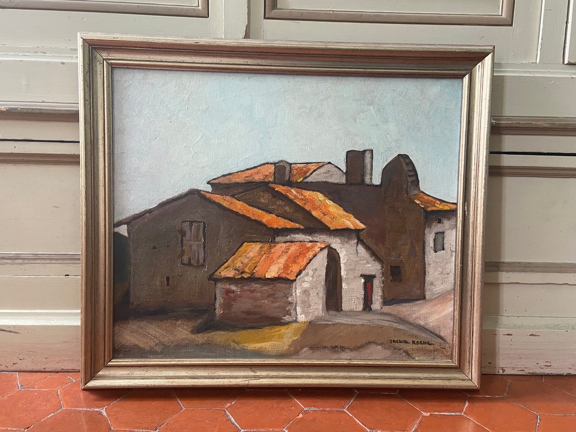 Vintage Jackie Roche Oil on Canvas Landscape Painting 20th Century - Etsy