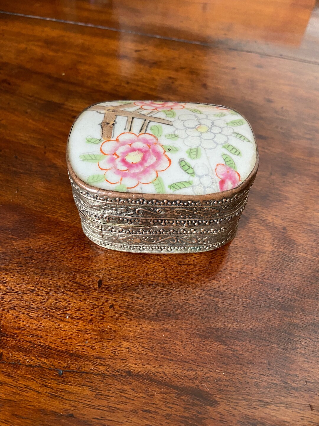 Antique Oriental Metal and Porcelain Jewellery Box 1900s - Etsy