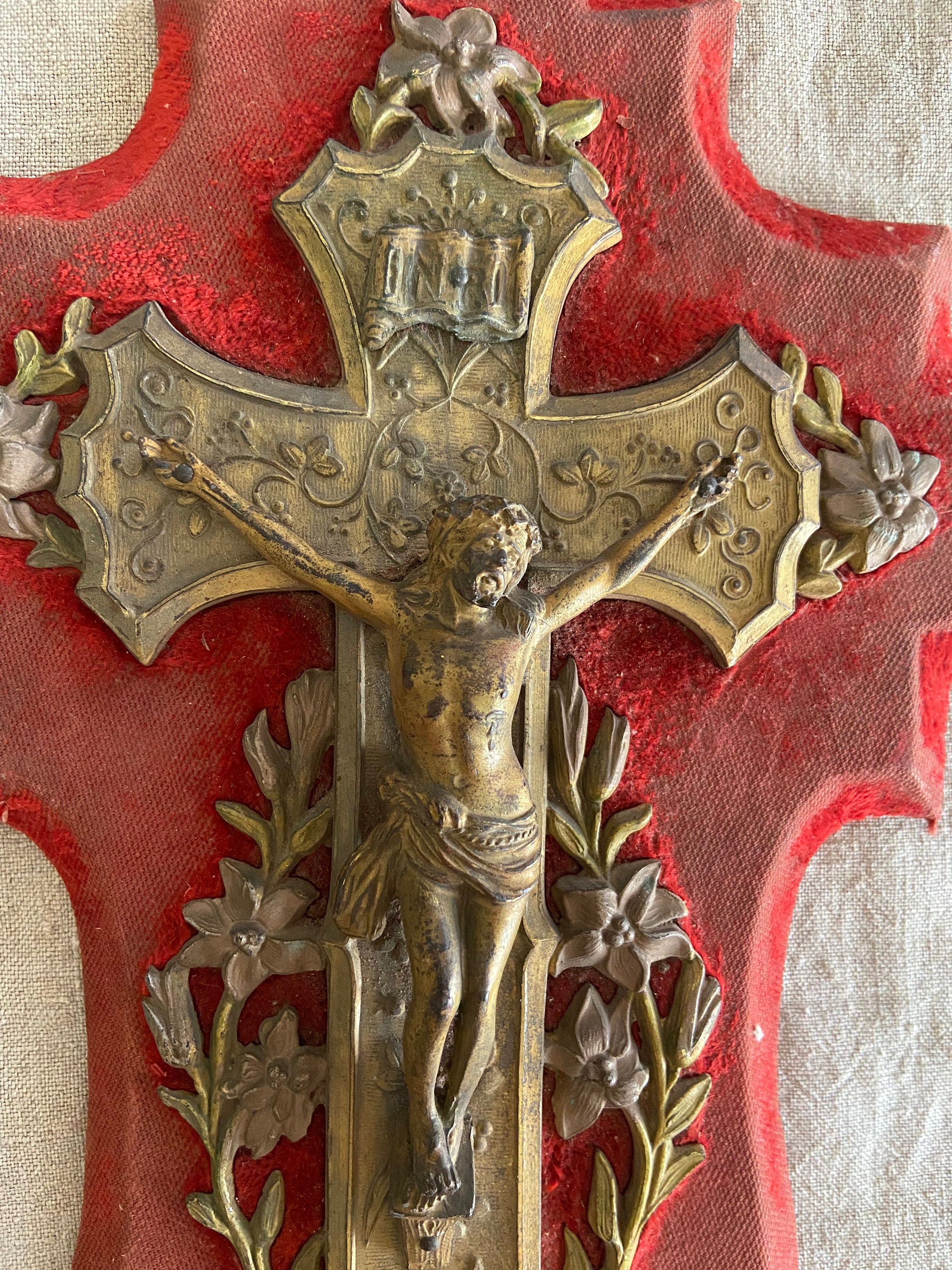 French Antique Red Velvet Crucifix Holy Benitier 19th Century Gift - Etsy