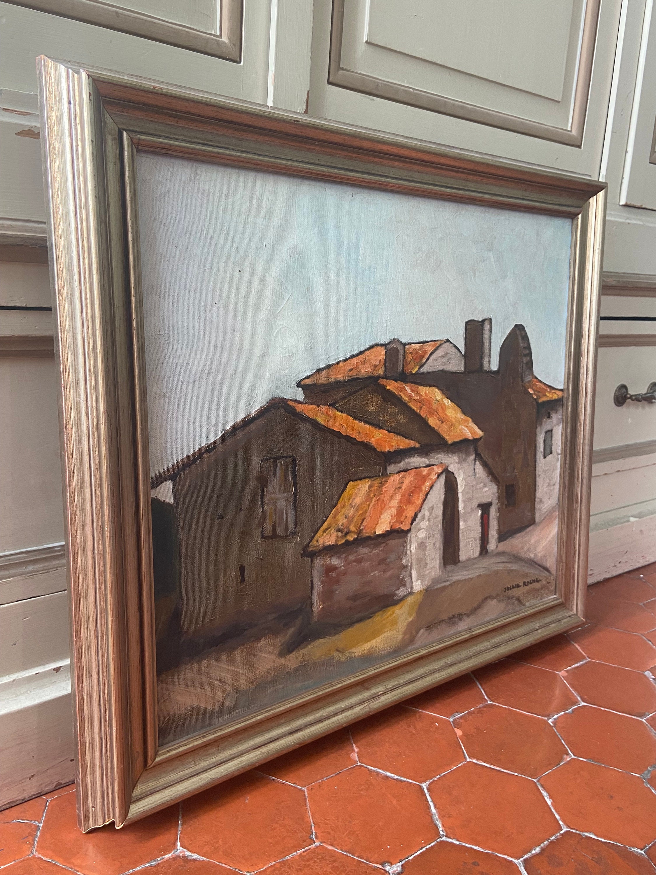 Vintage Jackie Roche Oil on Canvas Landscape Painting 20th Century - Etsy