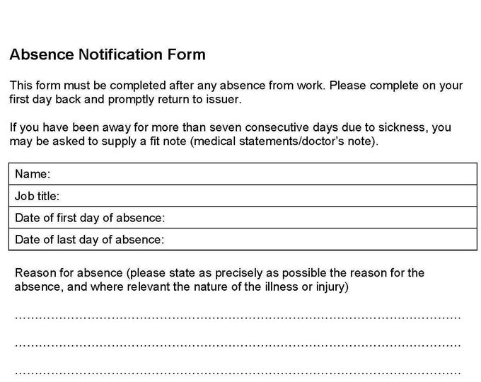 HR Absence Notification Form - Etsy